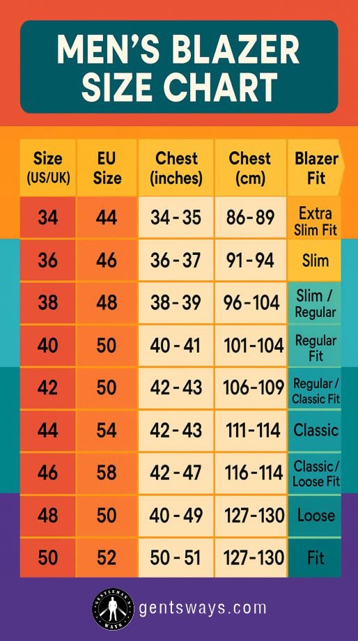 Men's Blazer Size Chart: Find Your Perfect Fit